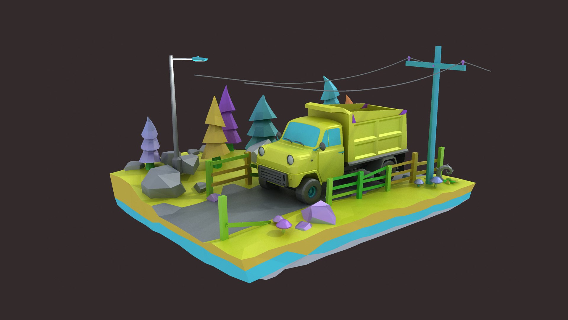 Cartoon trucks LowPoly transporters Origami cars model - TurboSquid 1864109