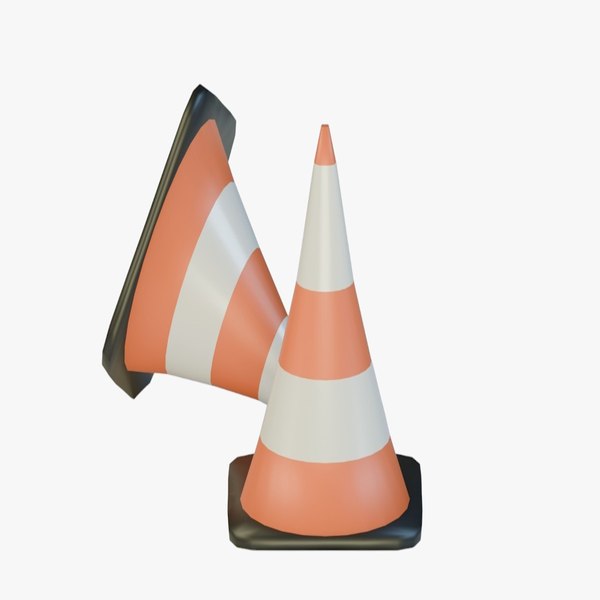 modelo 3d Conos de carretera de baja poli, modelo 3D, conos de tráfico estilizados para juegos ...