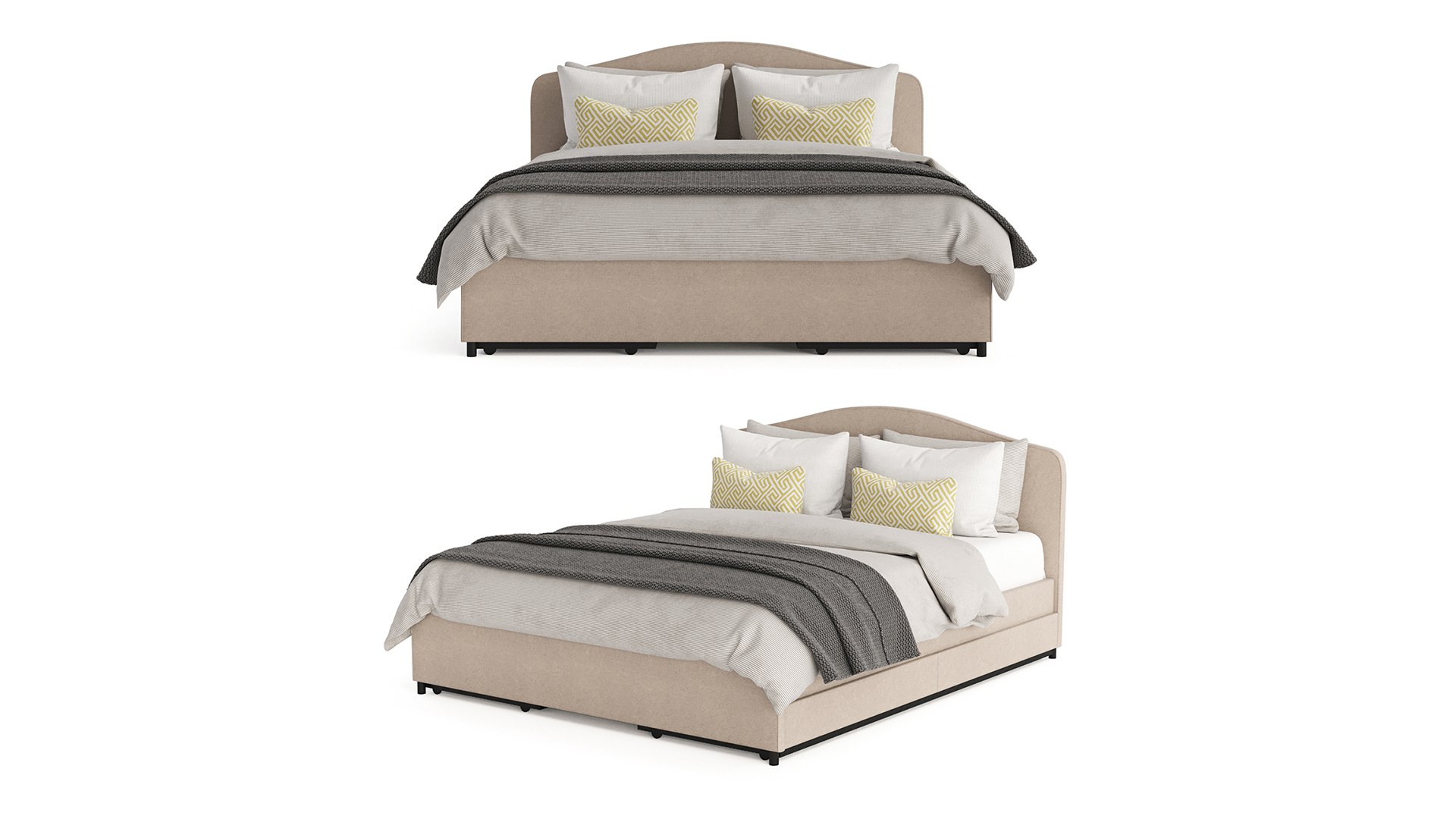 Double Bed Hauga With Storage Boxes. 3D Model - TurboSquid 1741213