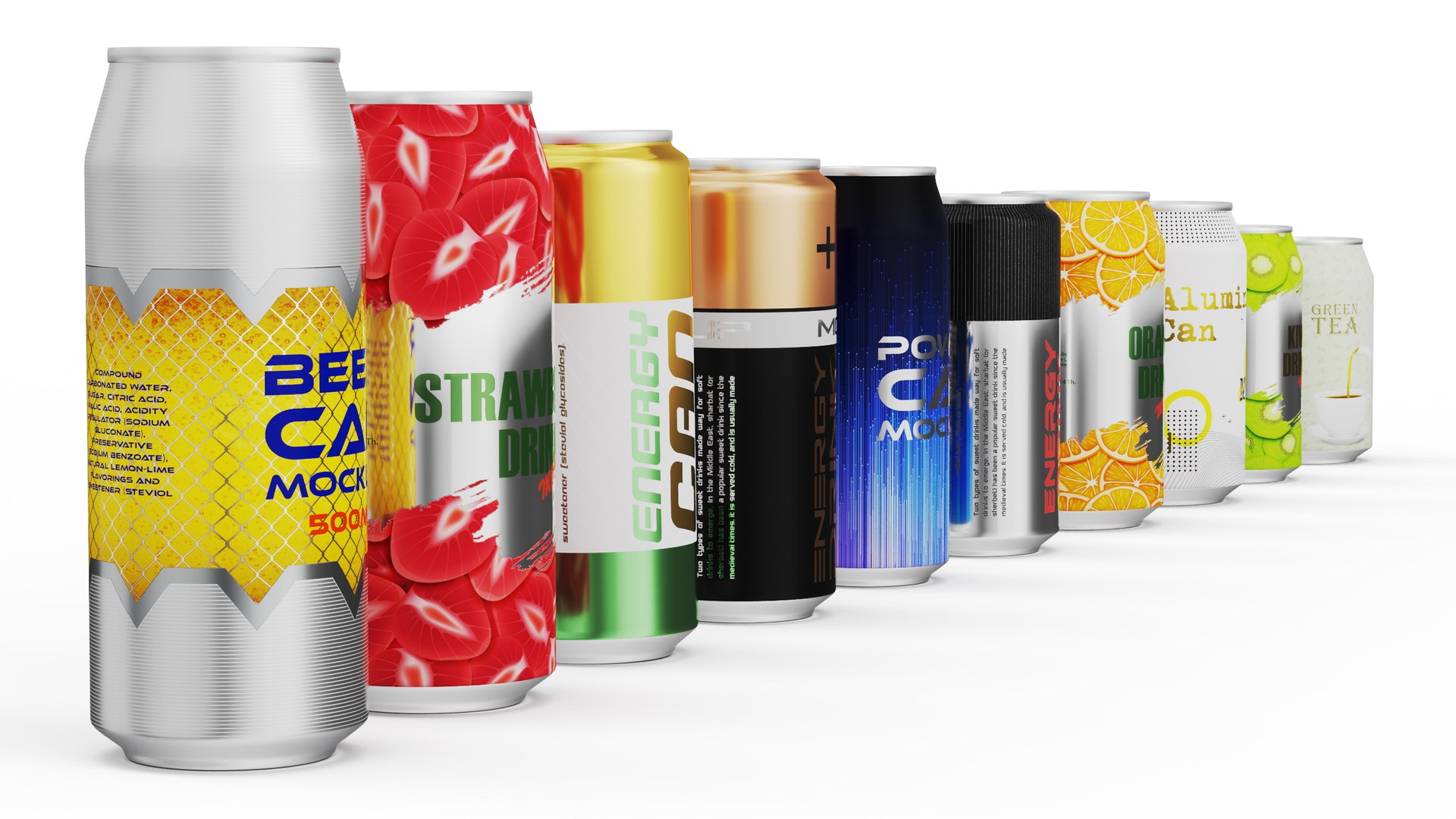 Aluminium Beverage Can Mockup Set 3D model - TurboSquid 2054505