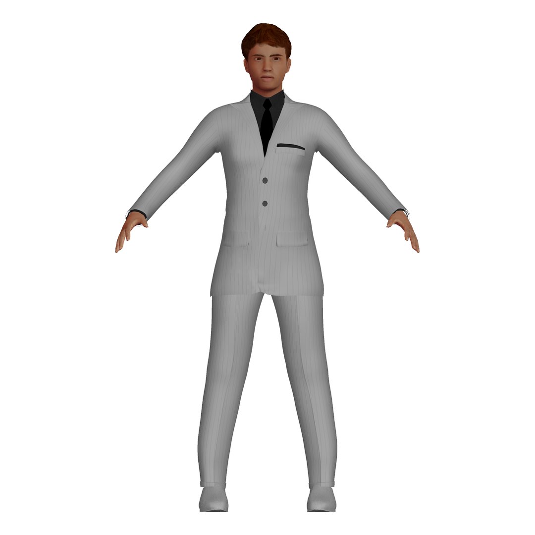 3D Low-poly Male White Suit Model - TurboSquid 1659217