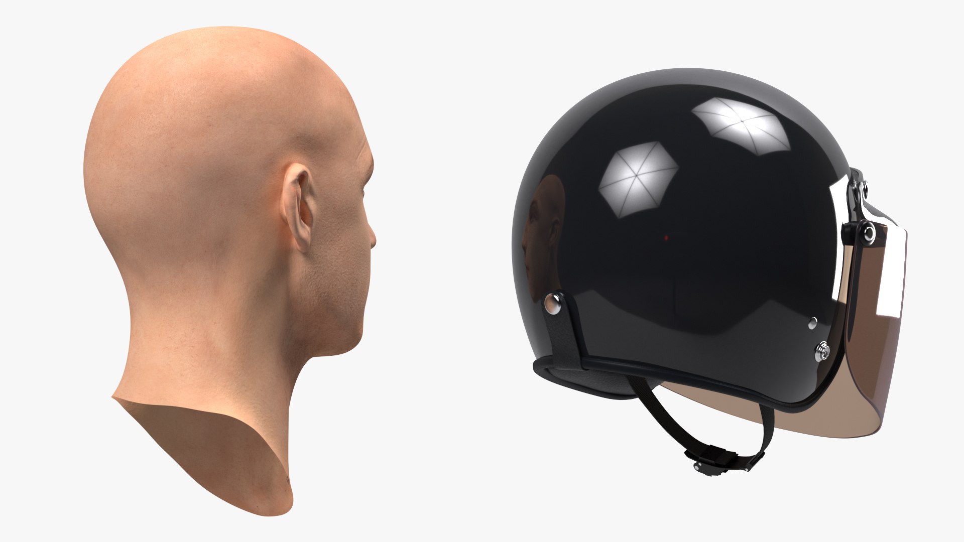 3D Man Head with Motorcycle Helmet - TurboSquid 1822019