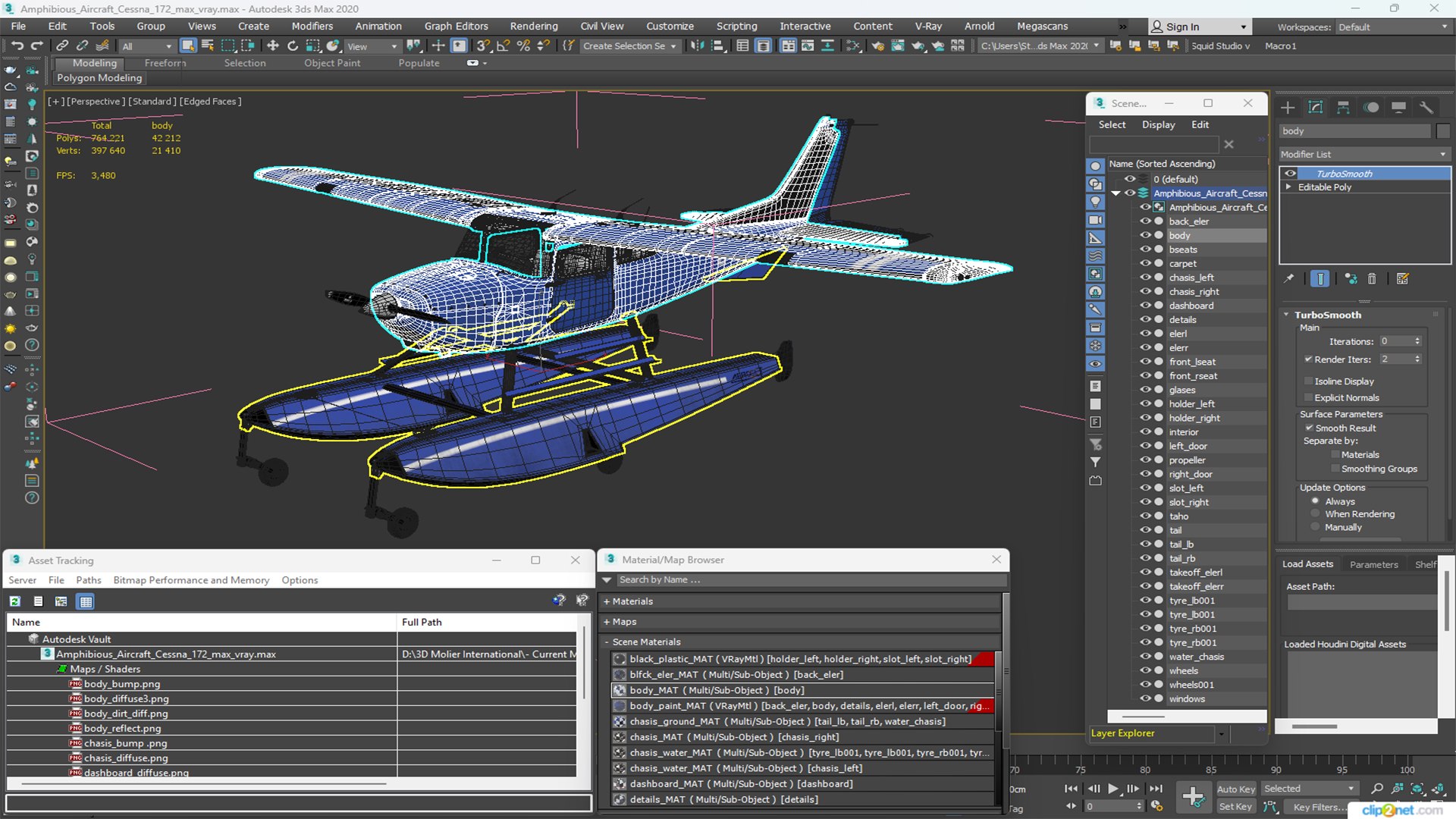 3D Amphibious Aircraft Cessna 172 - TurboSquid 2378810