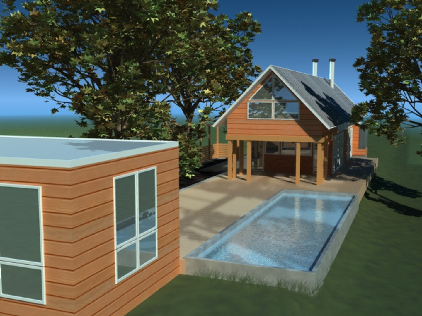 3d ranch pool house model