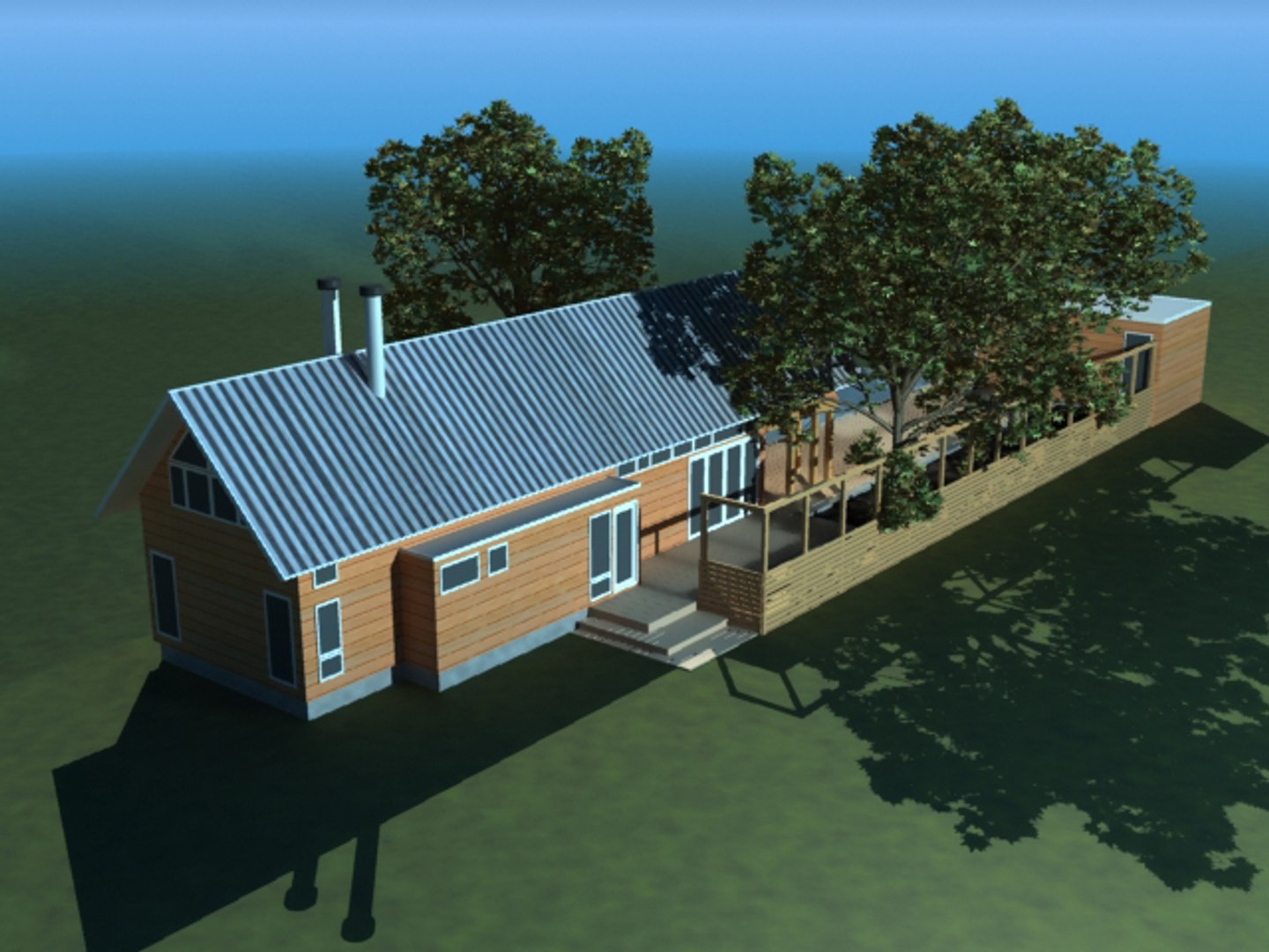 3d ranch pool house model