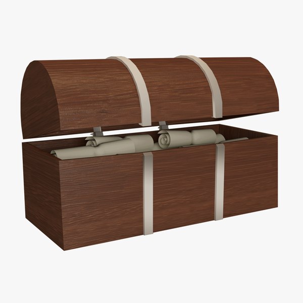 3D model Wooden chest with scrolls 3D model - TurboSquid 1863830