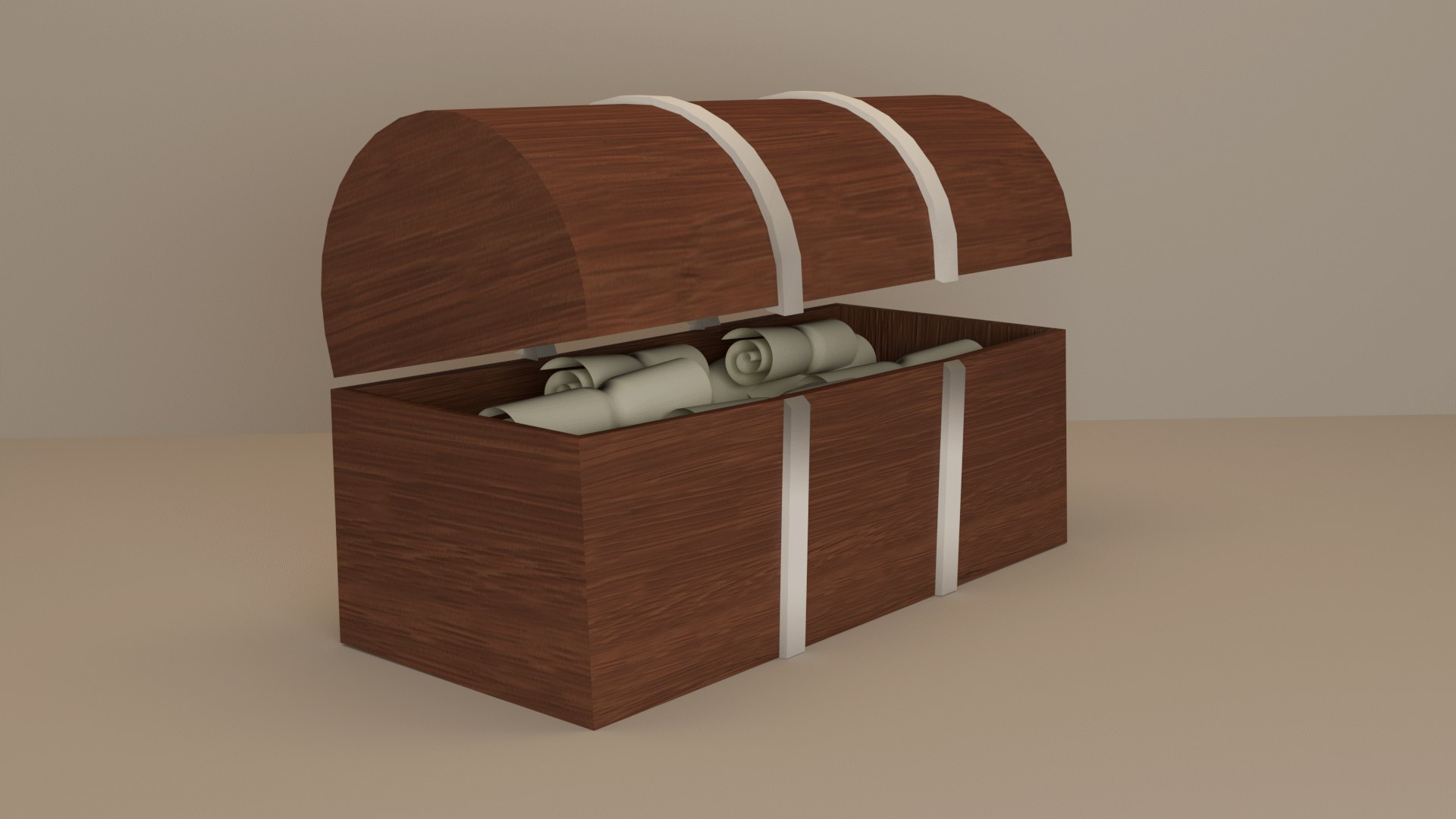 3D Model Wooden Chest With Scrolls 3D Model - TurboSquid 1863830
