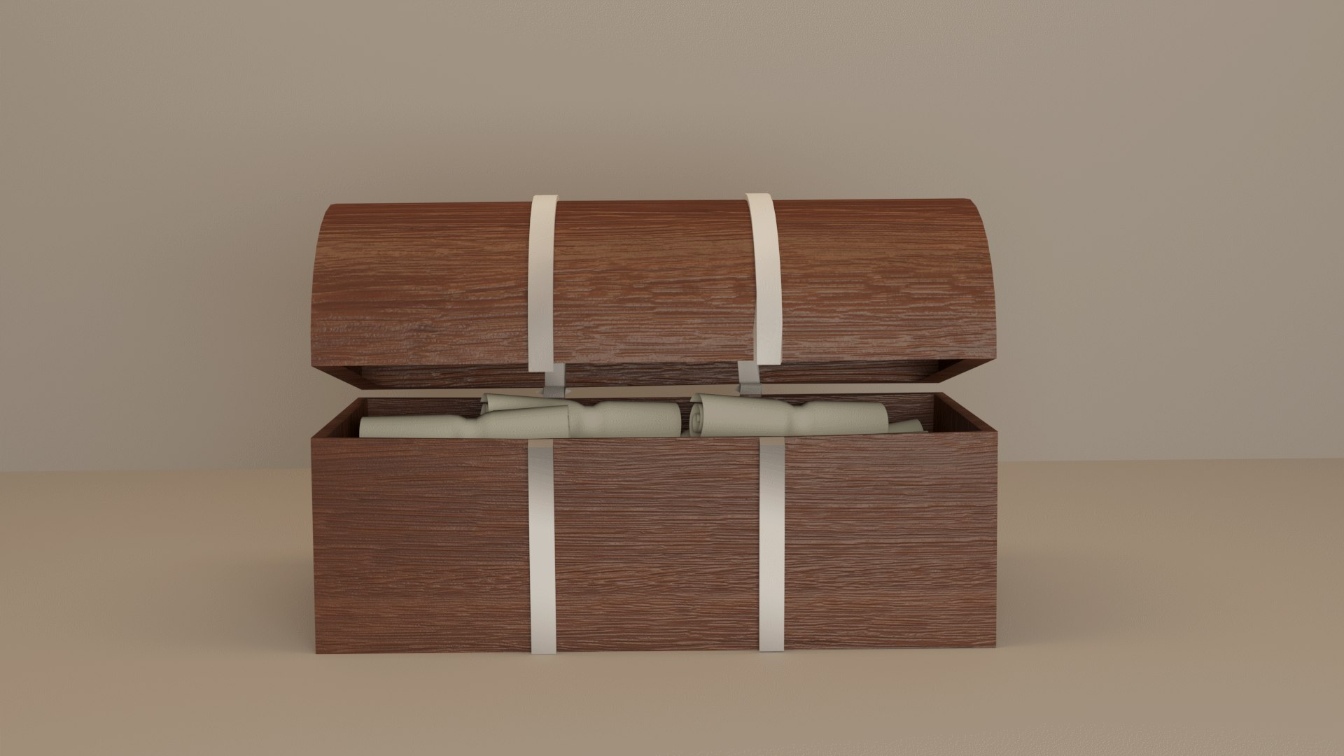 3D Model Wooden Chest With Scrolls 3D Model - TurboSquid 1863830