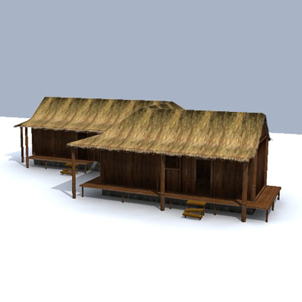 bamboo buildings jungle 3d ma