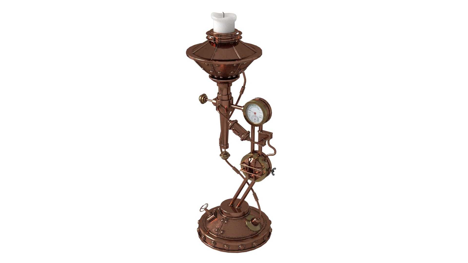 Candlestick Steampunk Candle 3D Model - TurboSquid 1705072