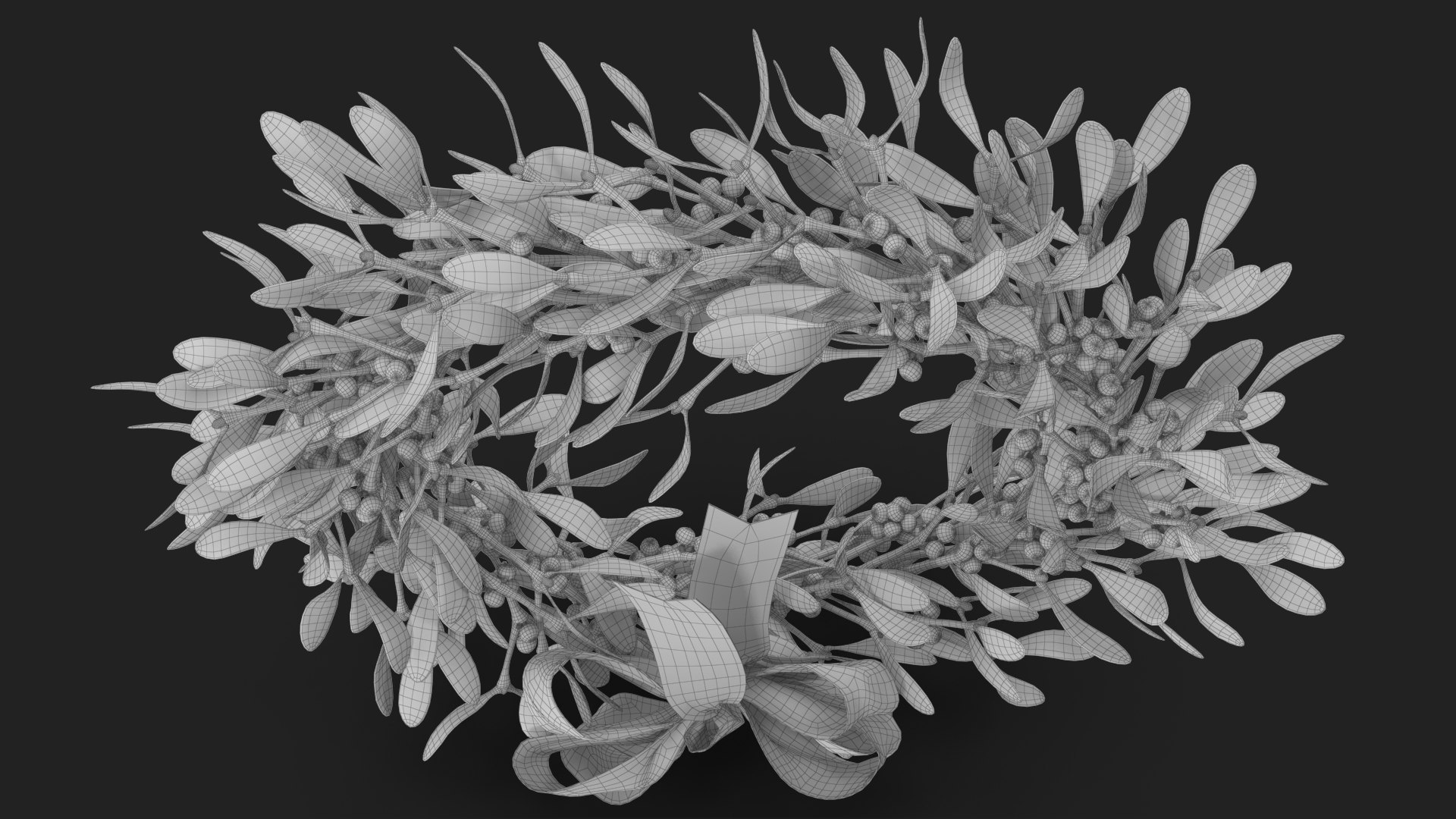 Mistletoe Wreath with White Bow 3D model - TurboSquid 1806558