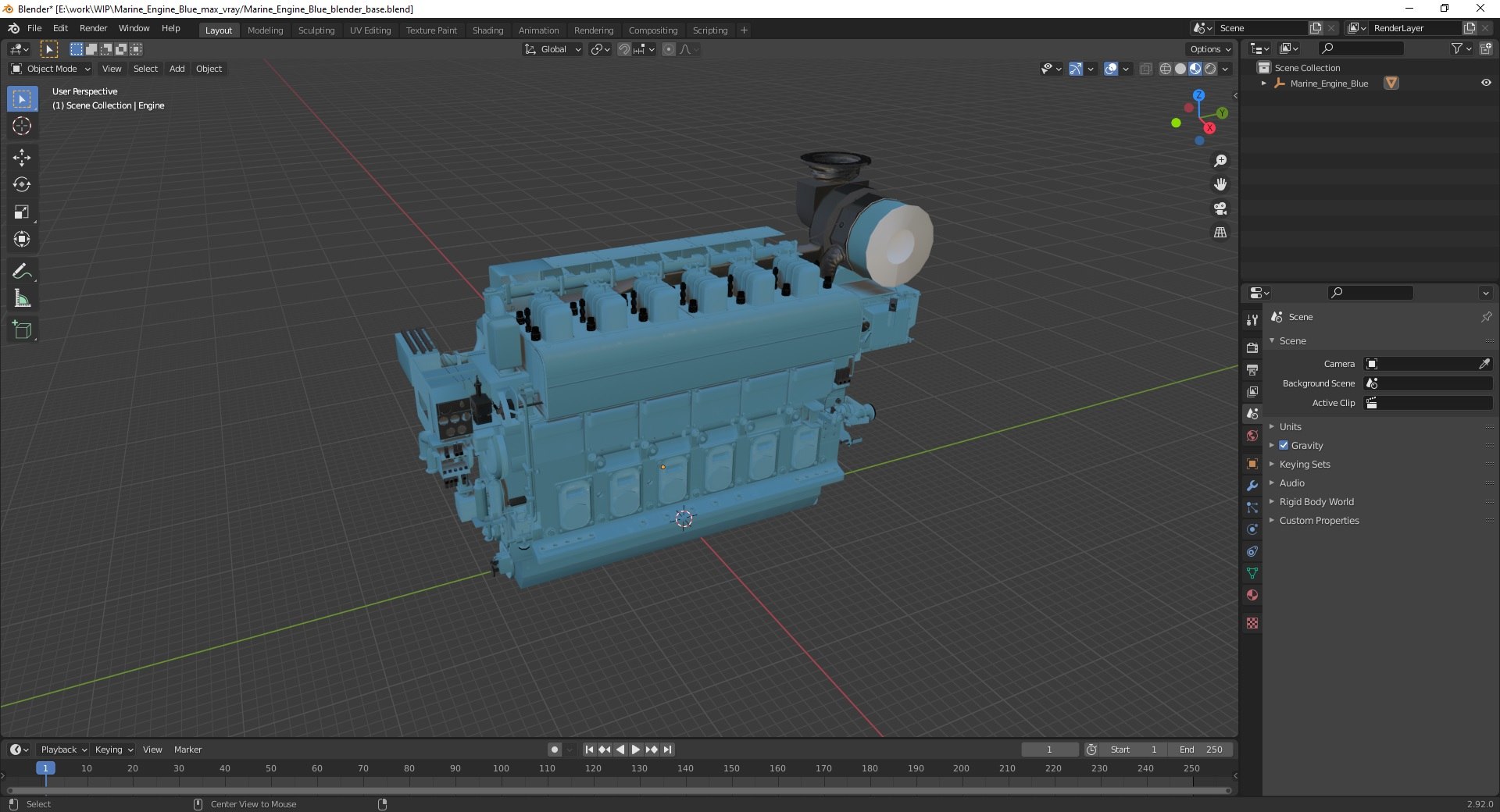 Marine Engine Blue Model - TurboSquid 2274431