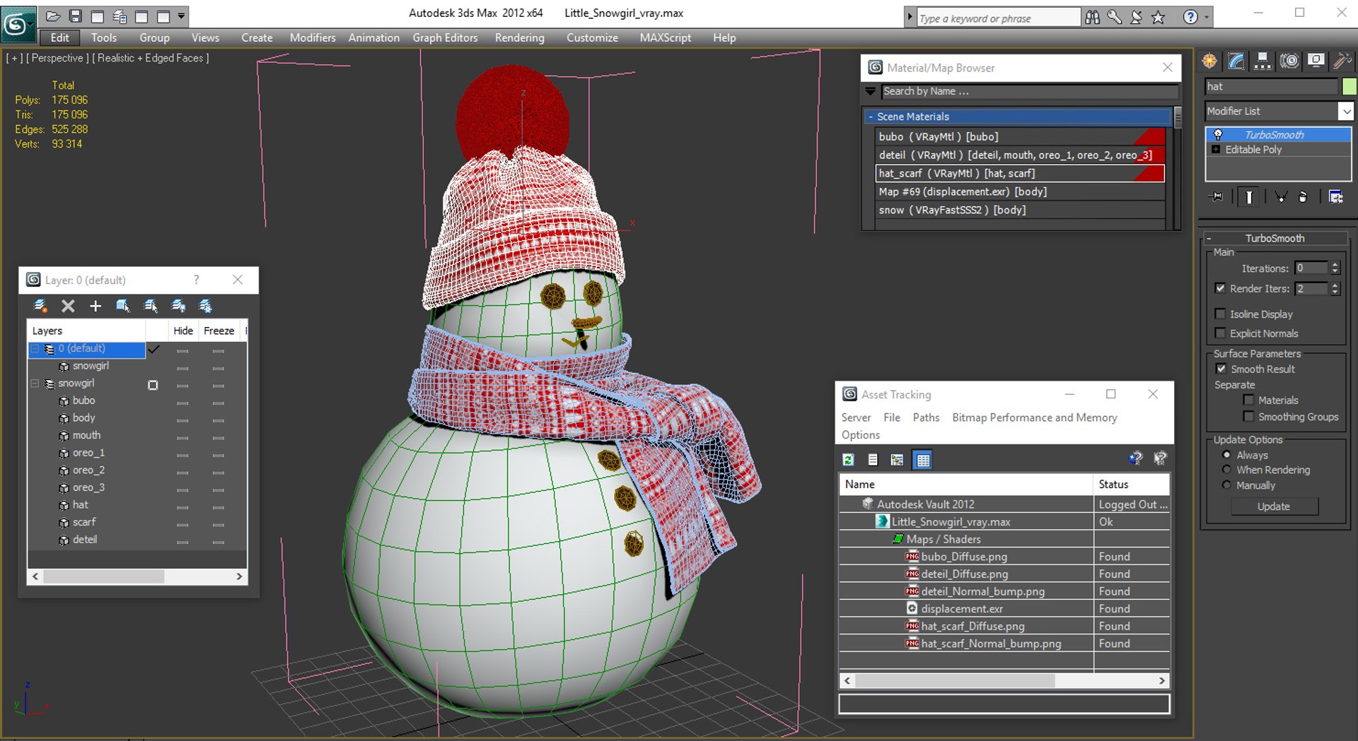 3D little snowgirl christmas snow model - TurboSquid 1357845