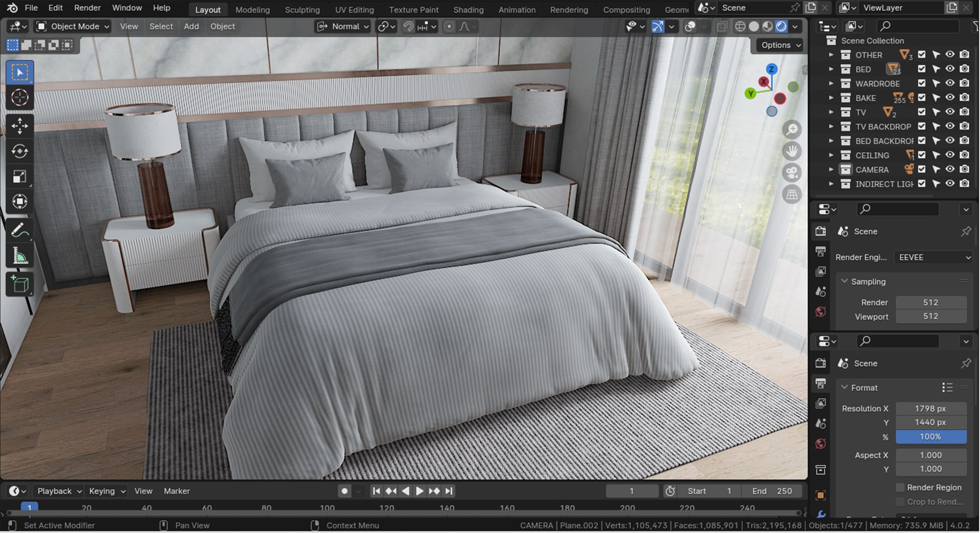 Realistic Bedroom Scene Blender EEVEE Model - TurboSquid 2185621