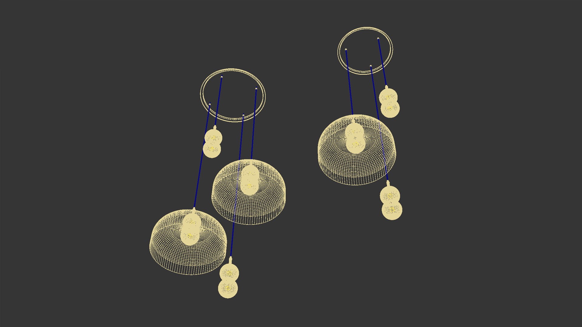 3D Marc Wood Studio Echo Cluster 3 4 Pendant Lamp - TurboSquid 2247000