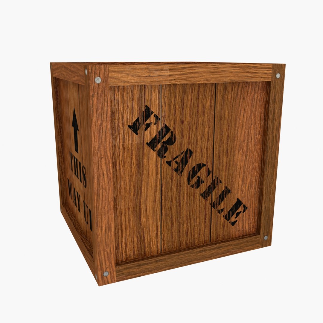 wooden crate text obj