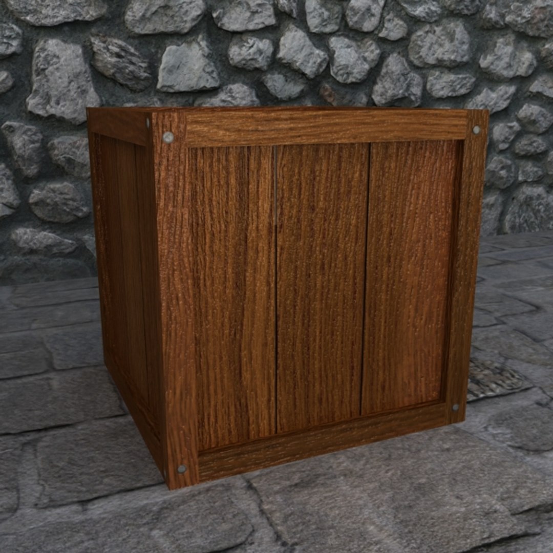 wooden crate text obj