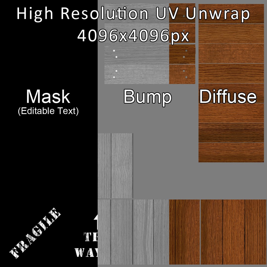 wooden crate text obj