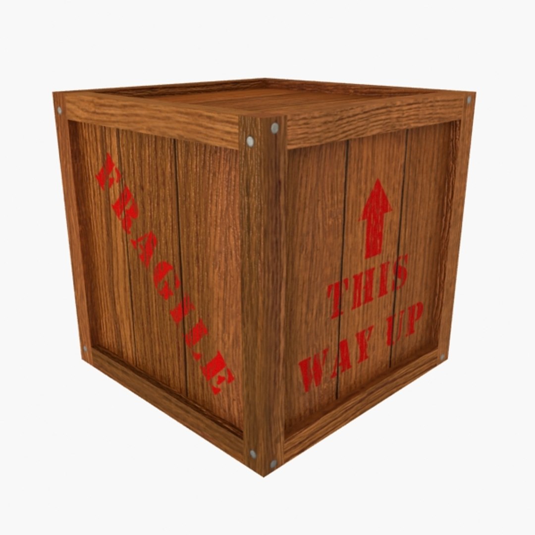 wooden crate text obj