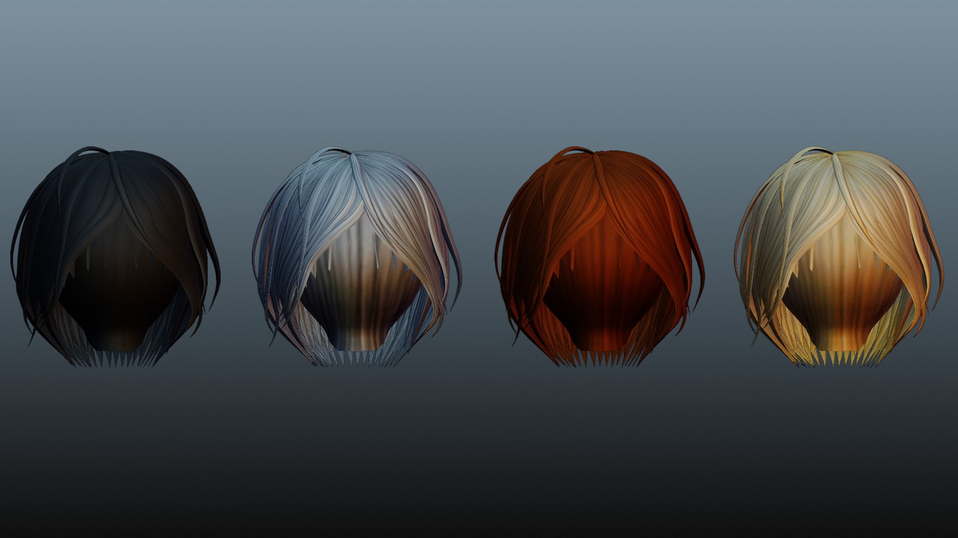 Female Hair Low Poly 4 Colors Model - TurboSquid 2143154