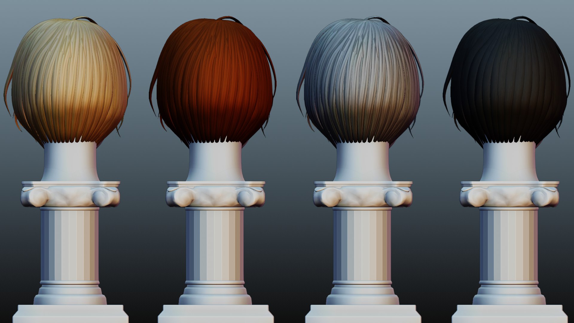 Female Hair Low Poly 4 Colors Model - TurboSquid 2143154