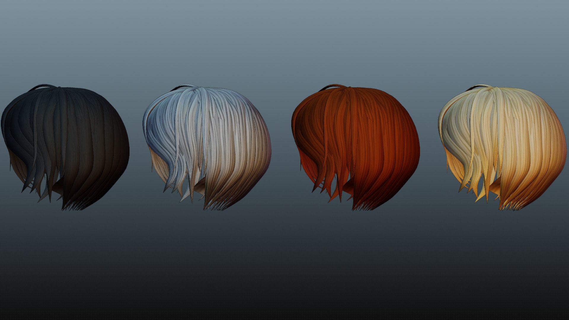 Female Hair Low Poly 4 Colors Model - TurboSquid 2143154