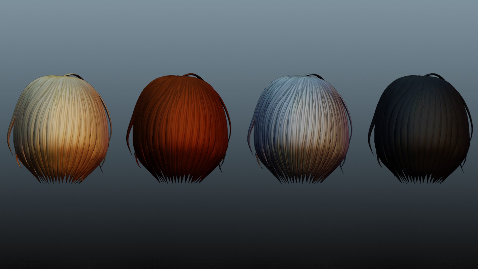 Female Hair Low Poly 4 Colors Model - TurboSquid 2143154