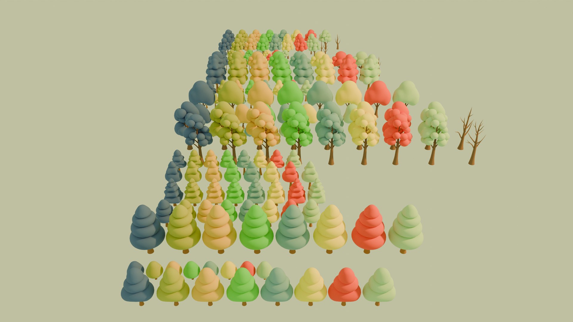 3D Low Poly Cartoon Trees - TurboSquid 2400285