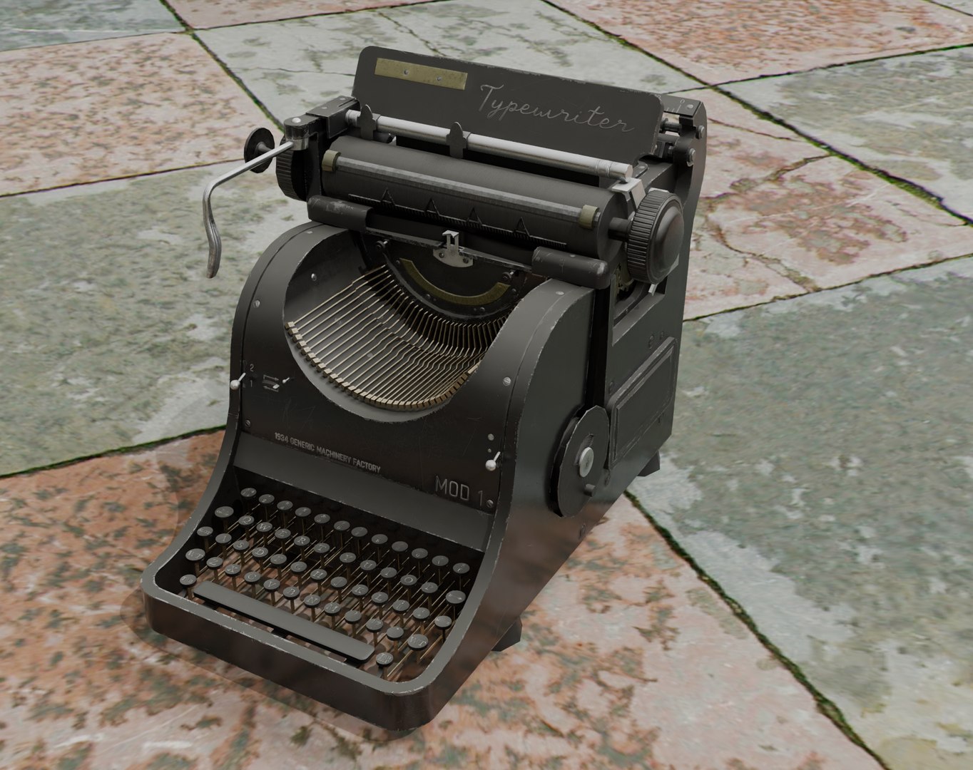 Vintage Typewriter PBR 4k Dirty And Clean Version Low-poly 3D Model ...