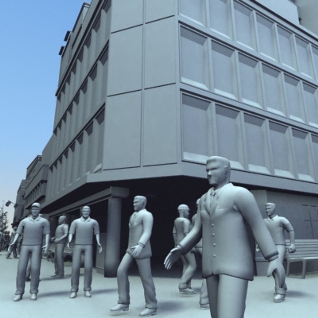 City Scene Population Hd 3d Model
