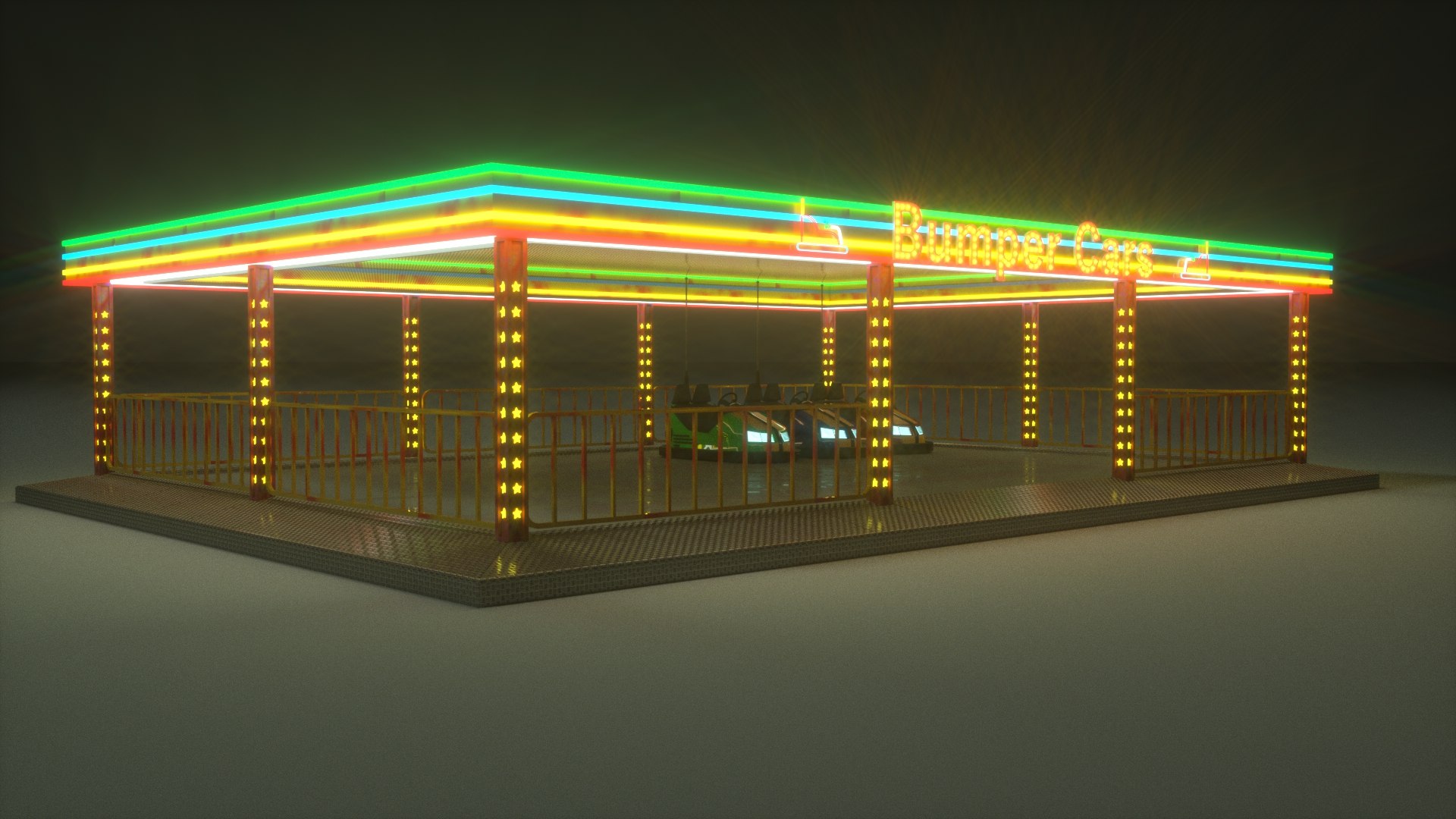 Dodgem Platform With Bumper Cars 3D - TurboSquid 1900616