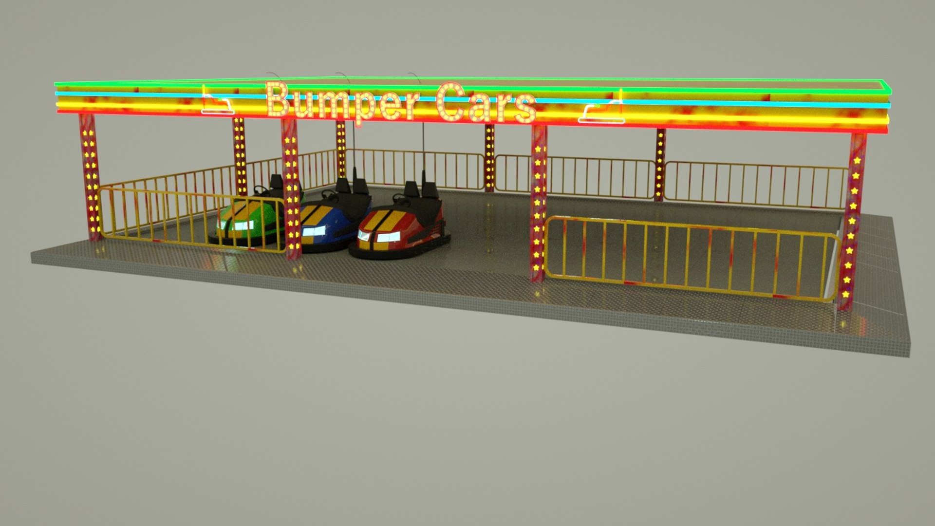 Dodgem Platform With Bumper Cars 3D - TurboSquid 1900616