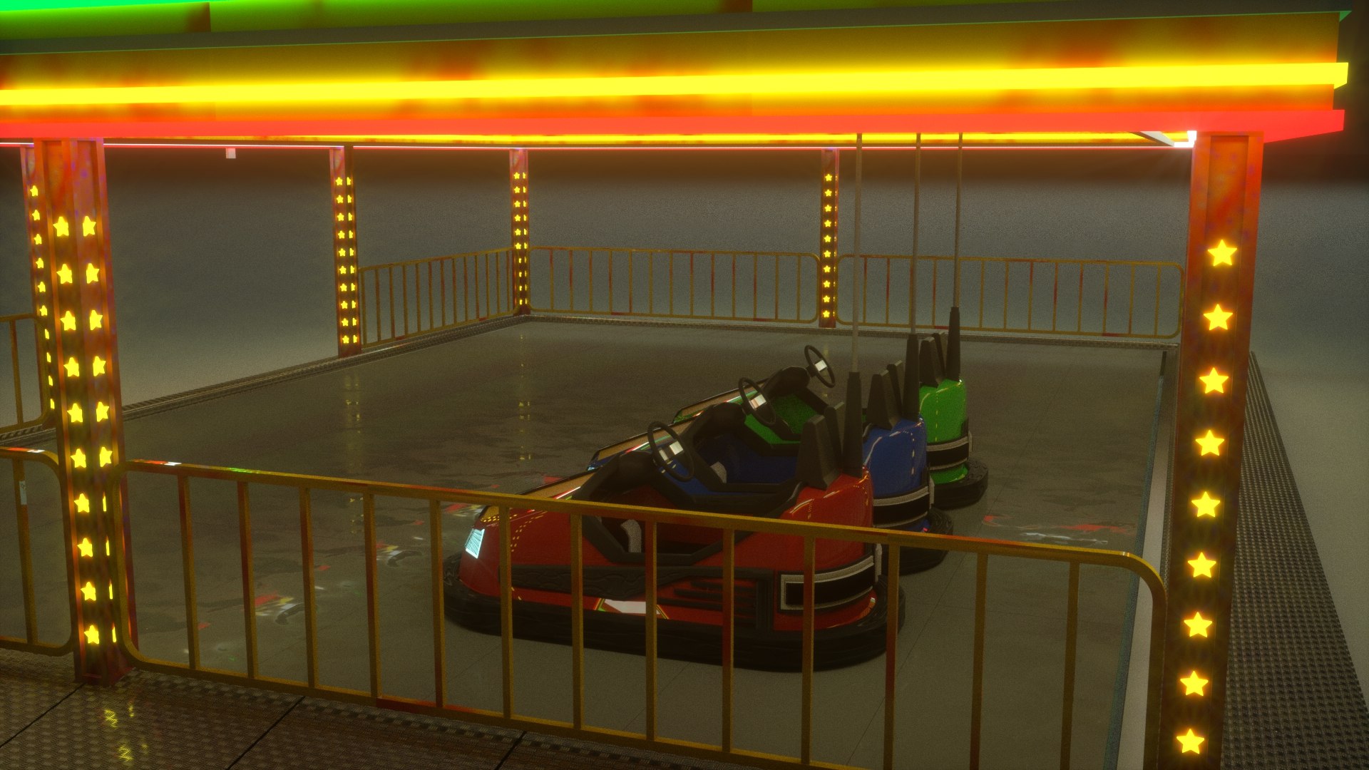 Dodgem Platform With Bumper Cars 3D - TurboSquid 1900616
