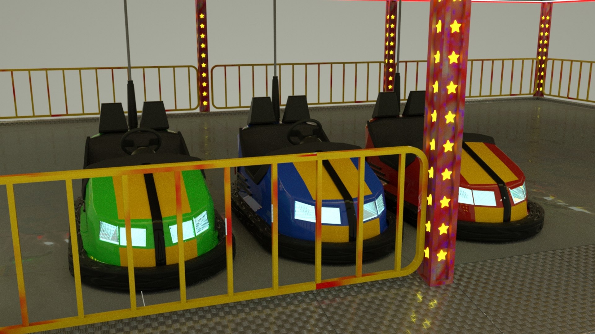 Dodgem Platform With Bumper Cars 3D - TurboSquid 1900616