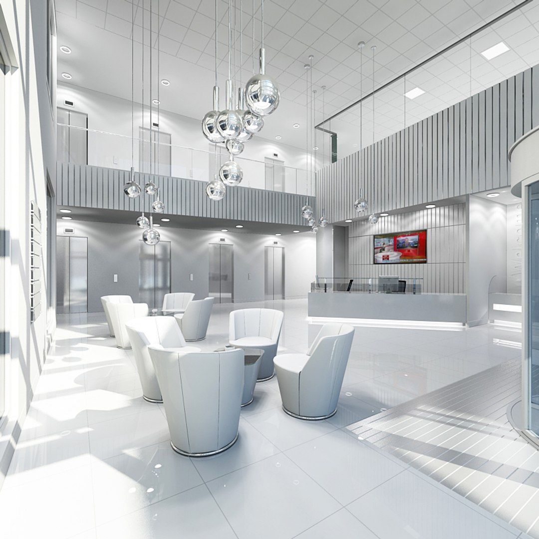 3d model office interior reception 2