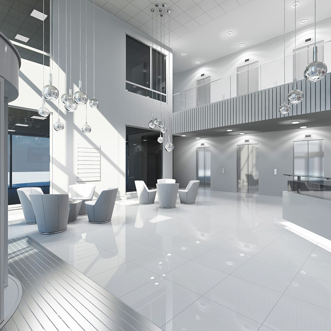 3d model office interior reception 2