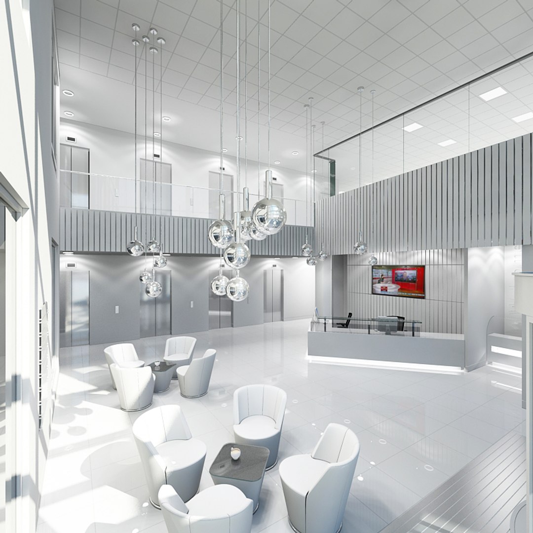 3d model office interior reception 2