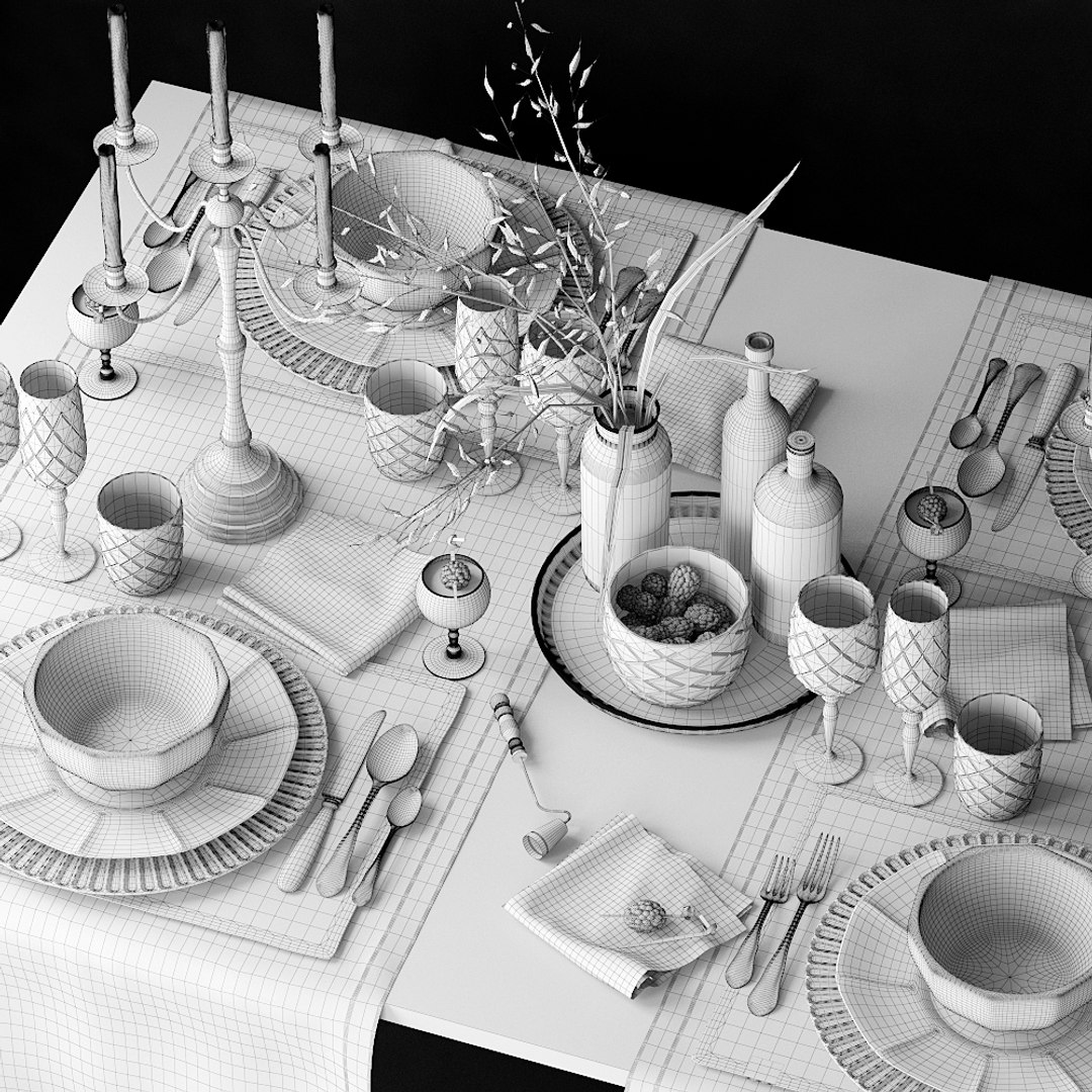 Tableware set model - TurboSquid 1810759