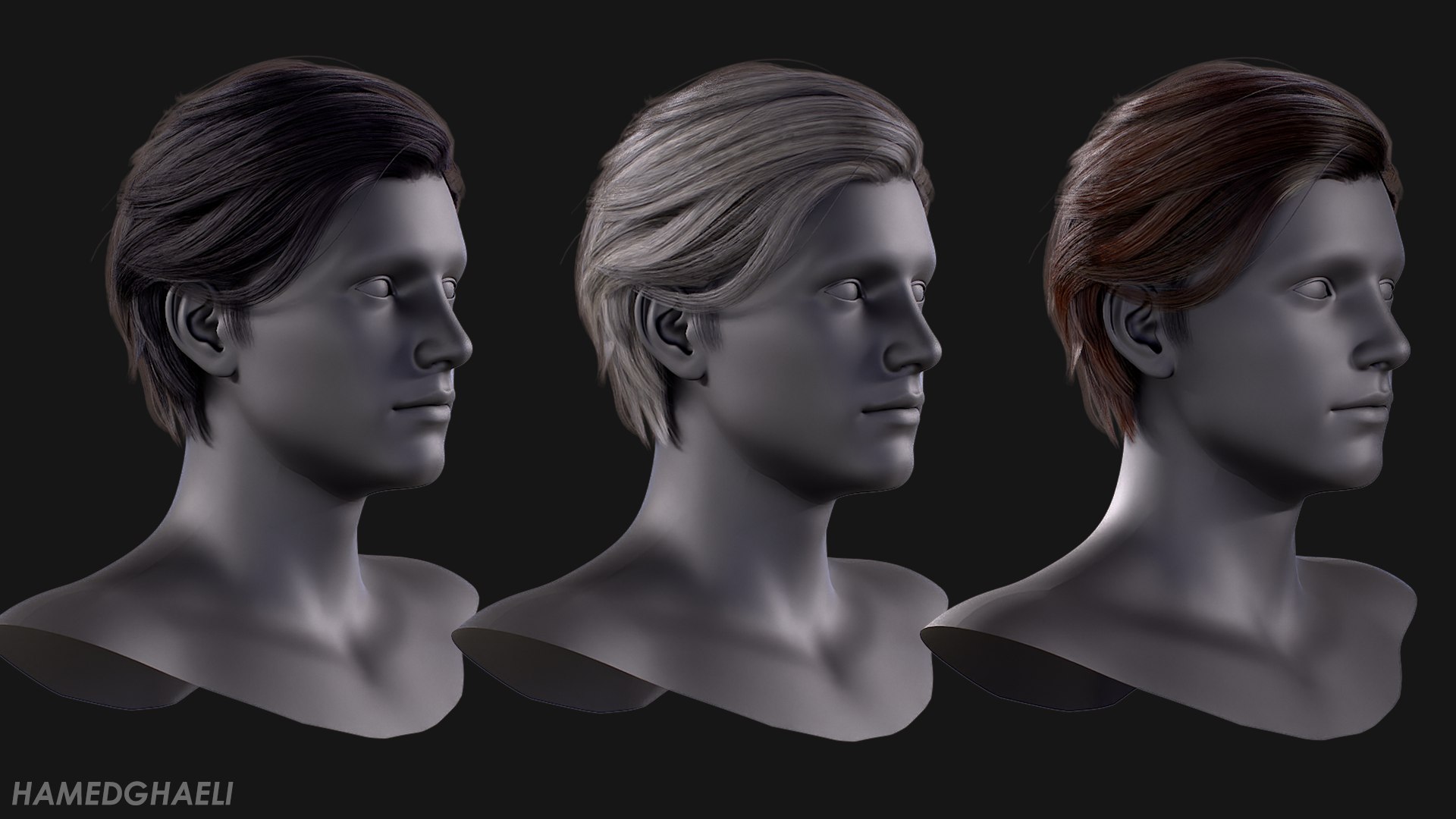 3D Real Time Hair Card Male Hairstyle Model - TurboSquid 2065167