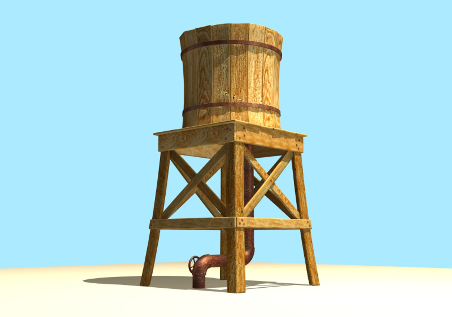 3d wooden water tower