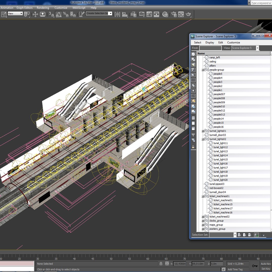 subway station train - 3d max