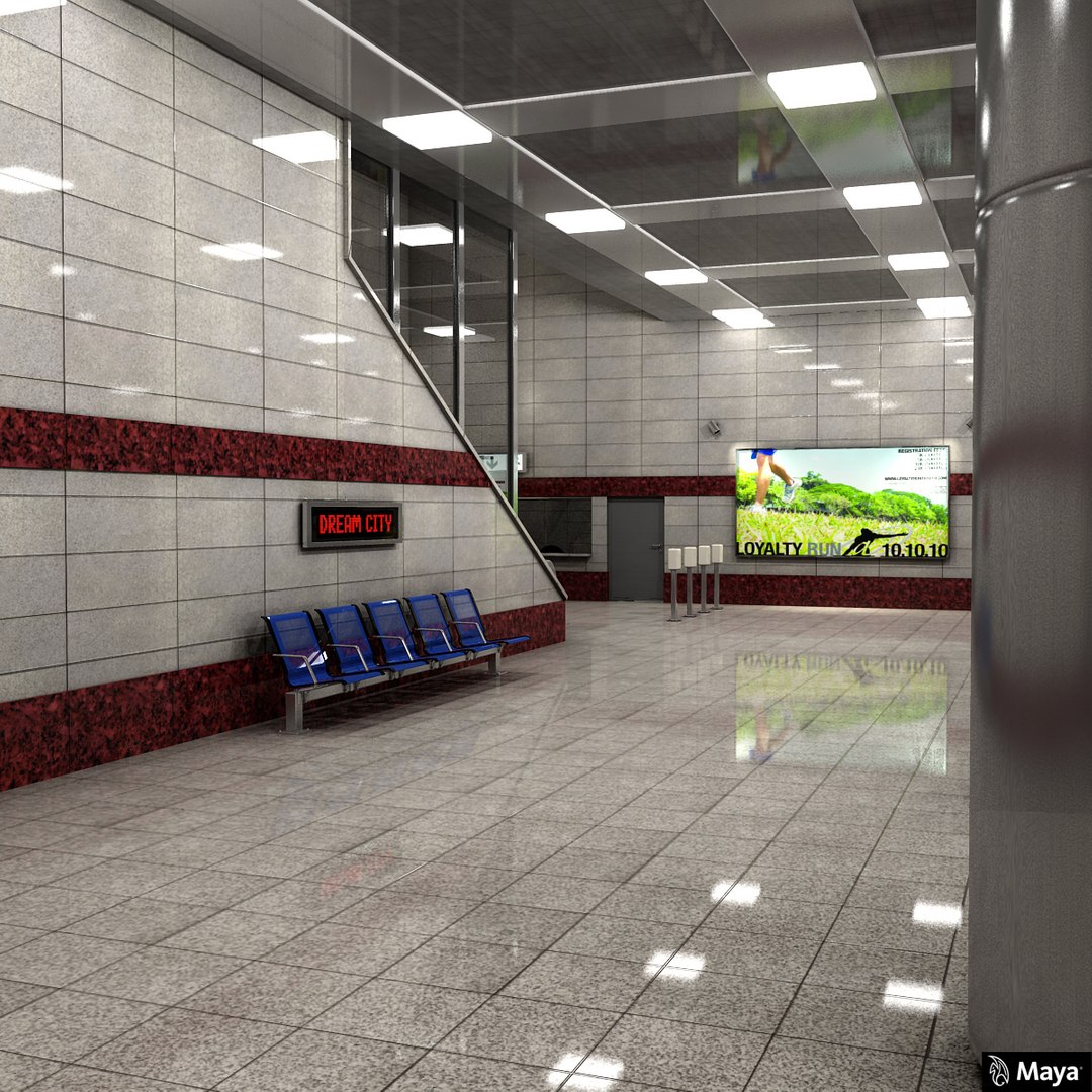 subway station train - 3d max