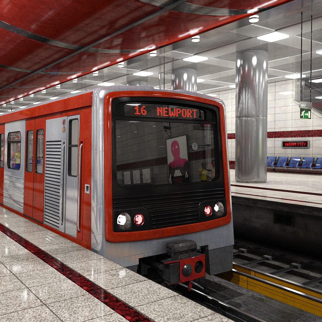 subway station train - 3d max