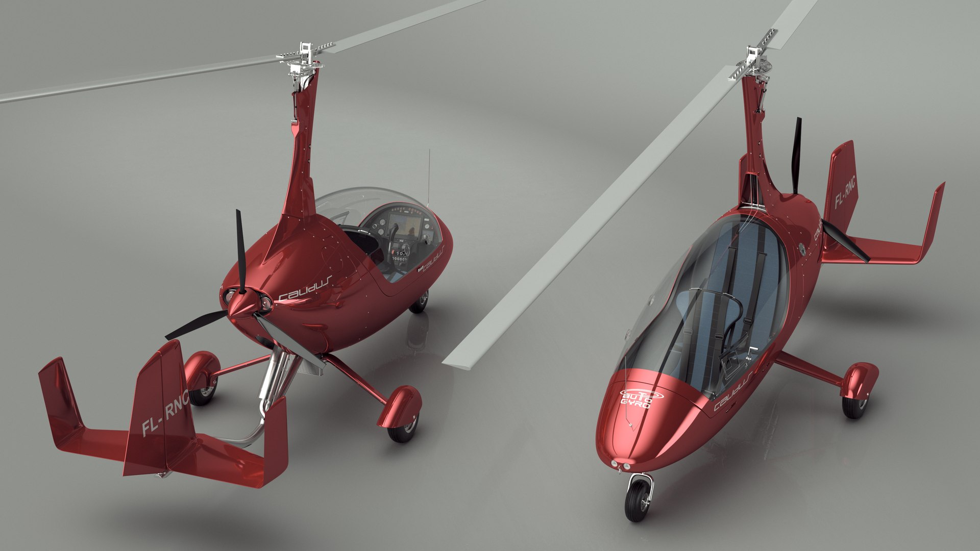 3D Gyroplane Calidus 912 Red Rigged For Maya Model - TurboSquid 2248074