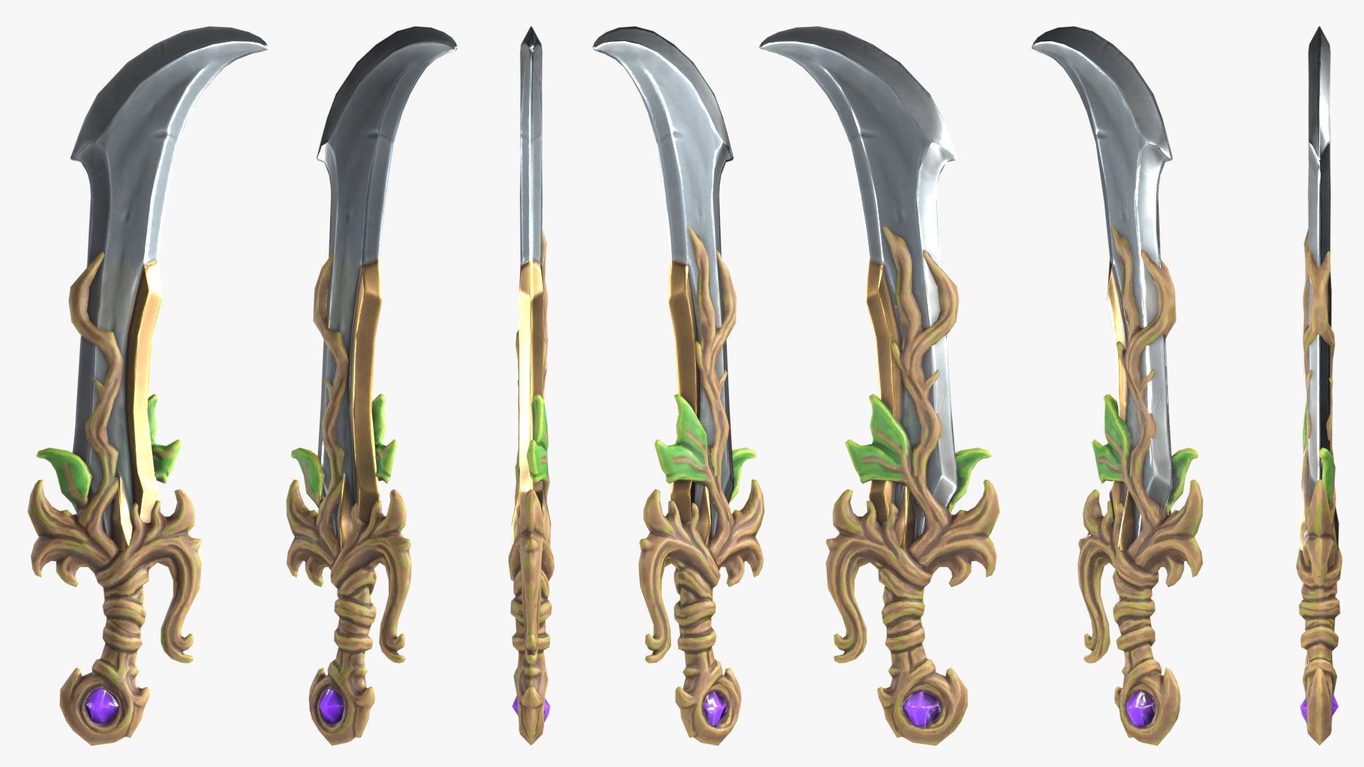 Stylized Fantasy RPG Weapon Sword Scimitar Curved Dagger Shortsword ...