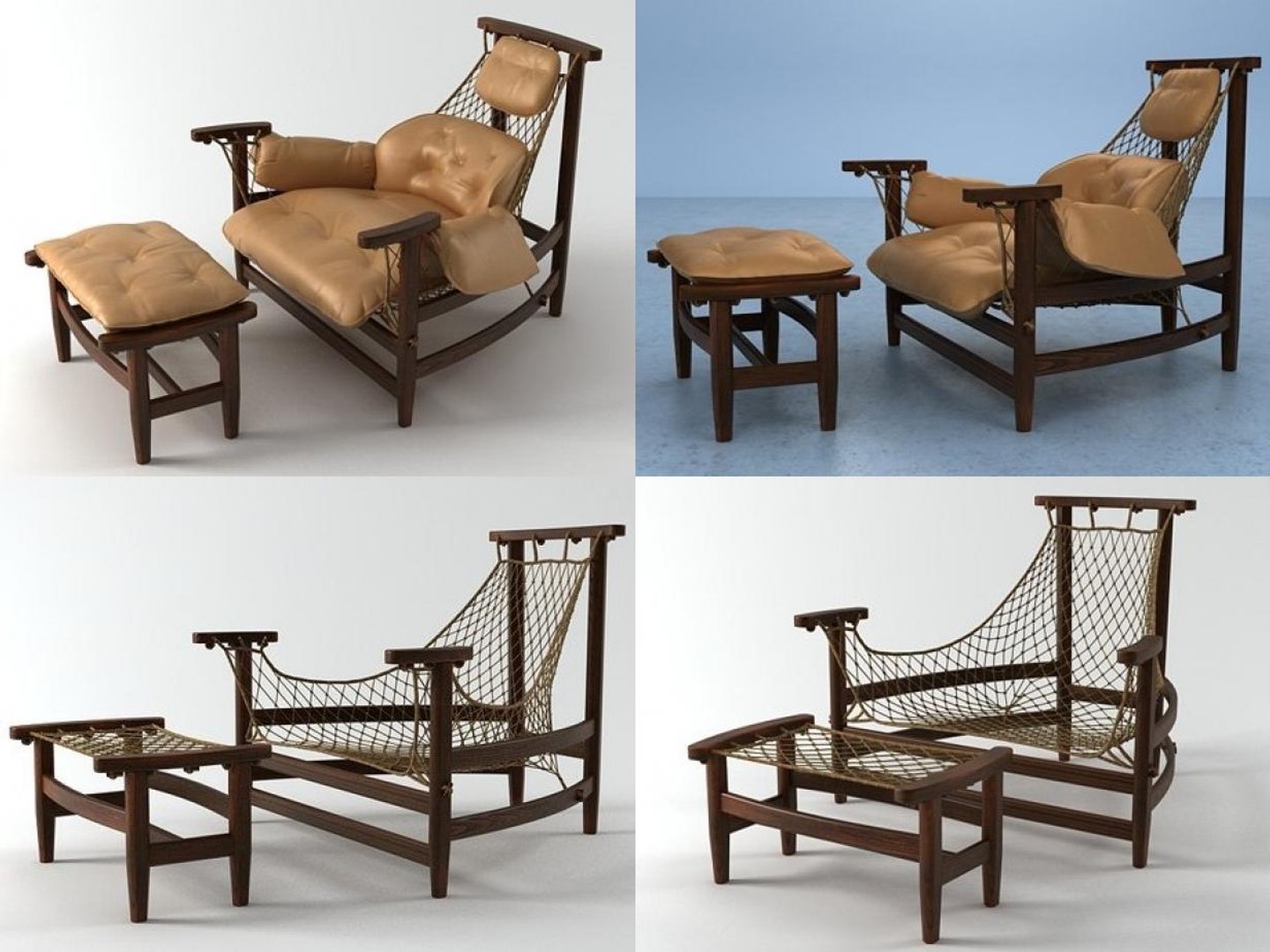 Jangada lounge chair otoman model - TurboSquid 1181159