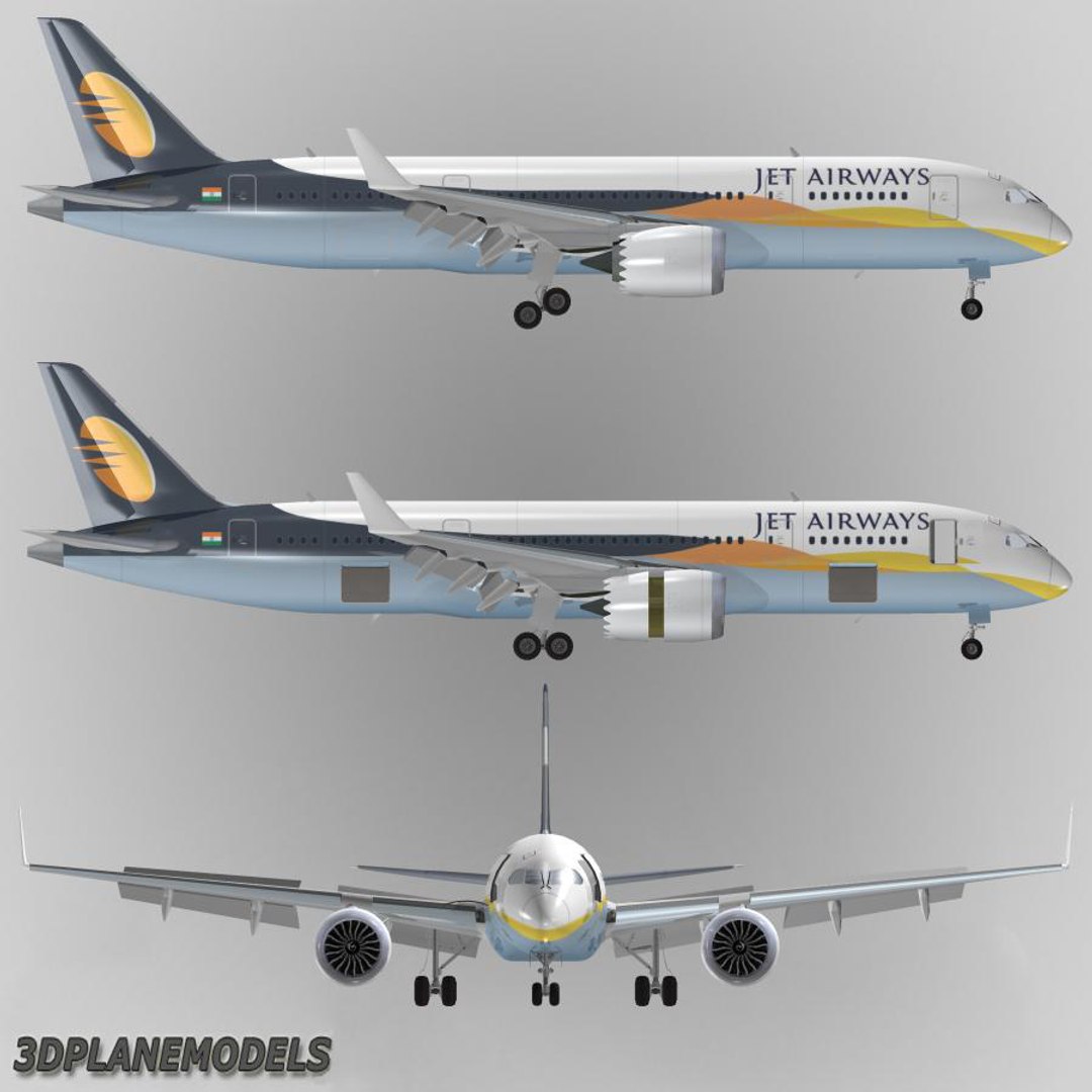 3d b787-3 jet airways model
