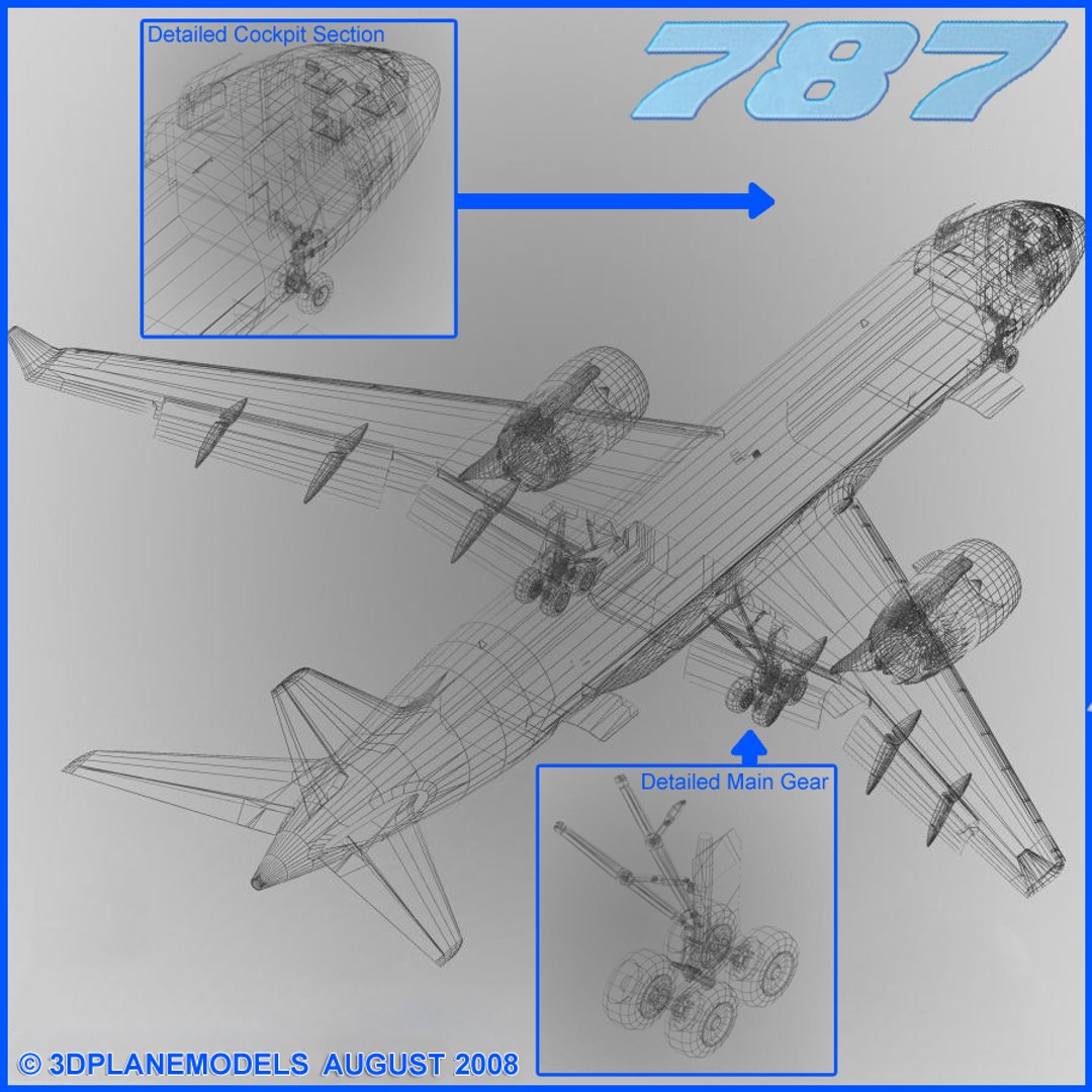 3d b787-3 jet airways model