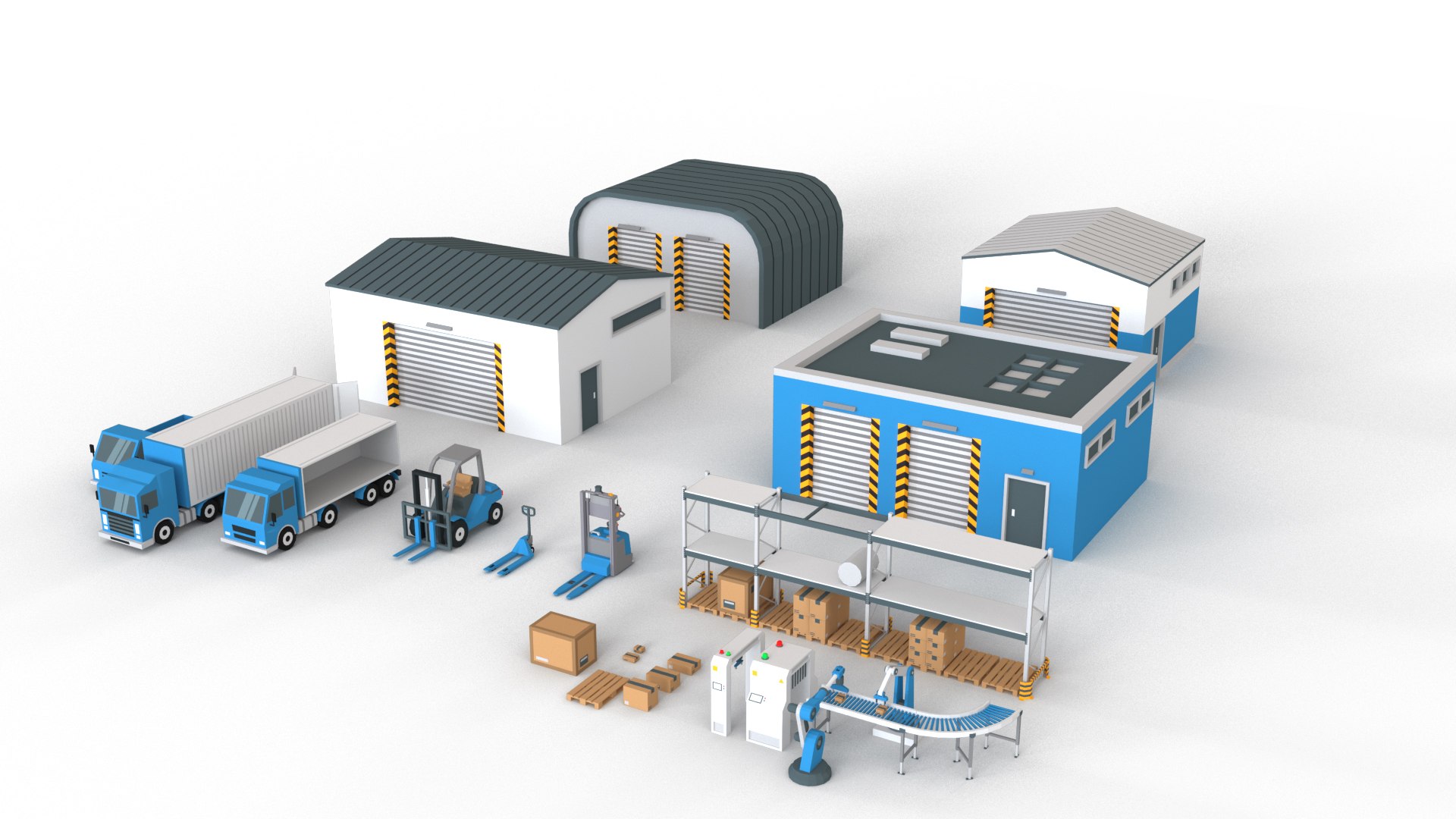 3D model Warehouse industrial low poly set - TurboSquid 1998249