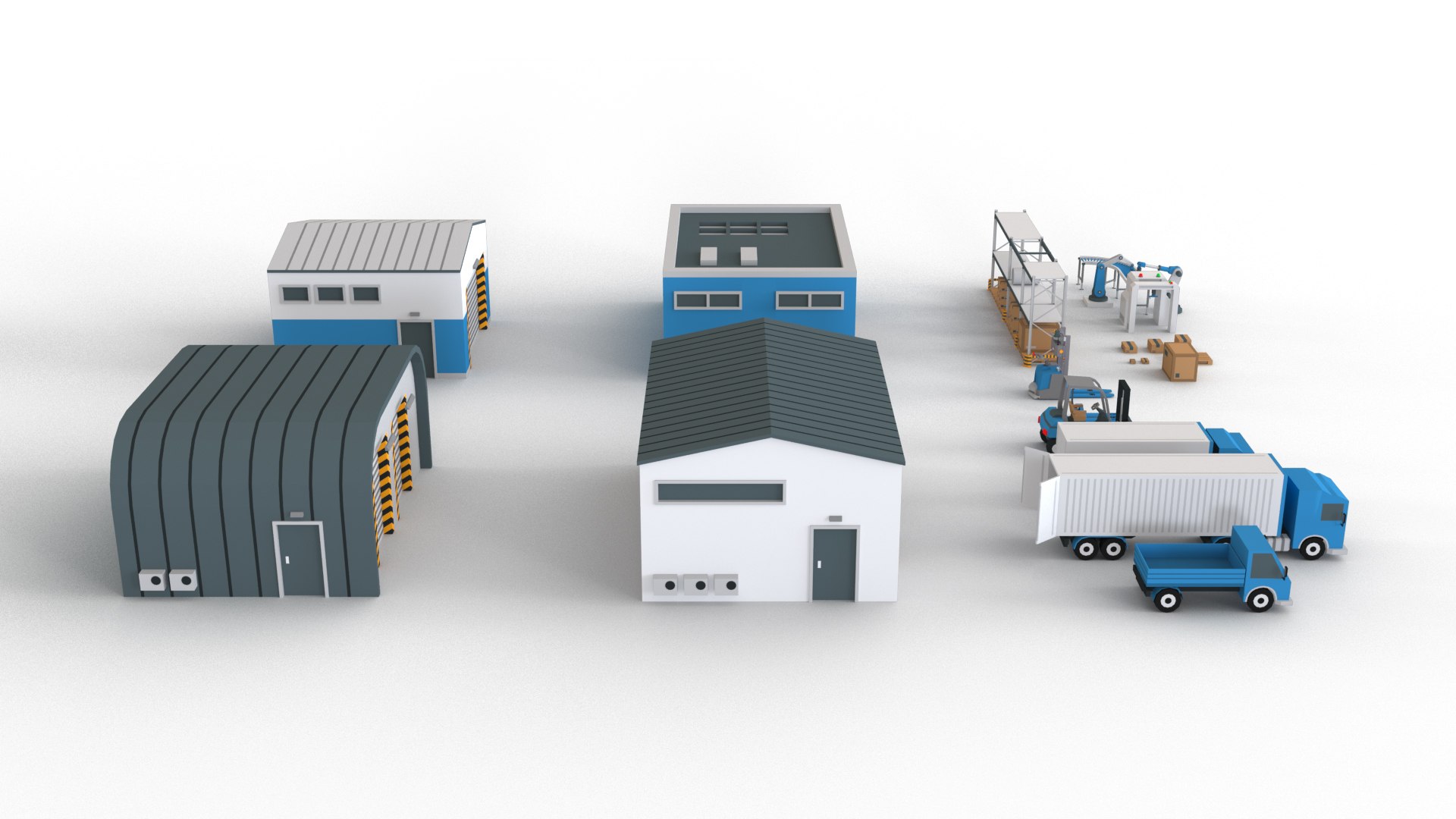 3D model Warehouse industrial low poly set - TurboSquid 1998249